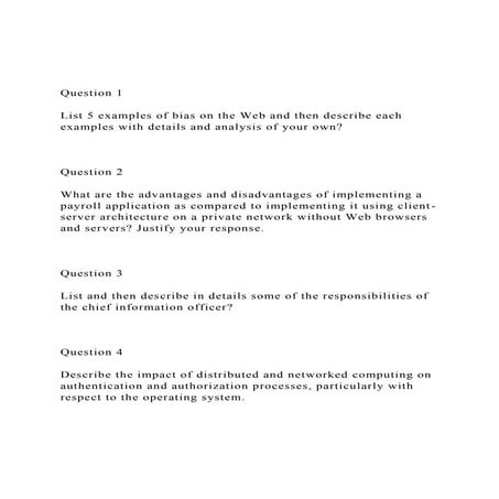 Question 1 List 5 examples of bias on the Web and then des.docx