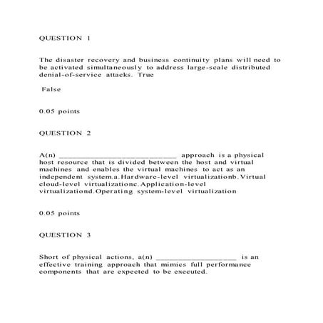 QUESTION 1The disaster recovery and business continuity plans | PDF