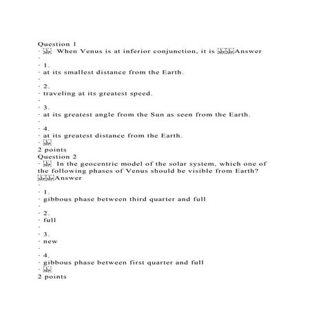 Question 1· When Venus is at inferior conjunction, it is An.docx
