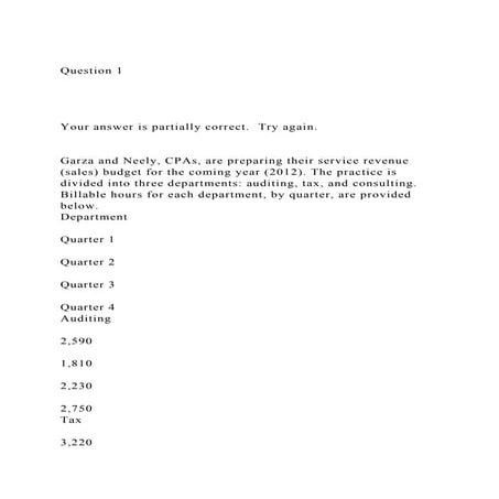 Question 1your Answer Is Partially Correct Try Again Docx