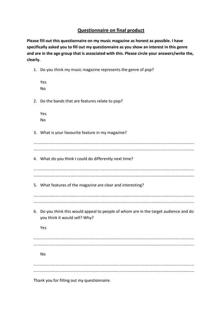 Questionnaire 2 | PDF