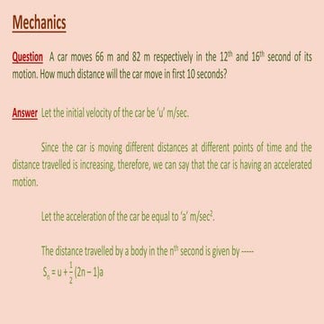 Solved problem on equations on motion | PPTX
