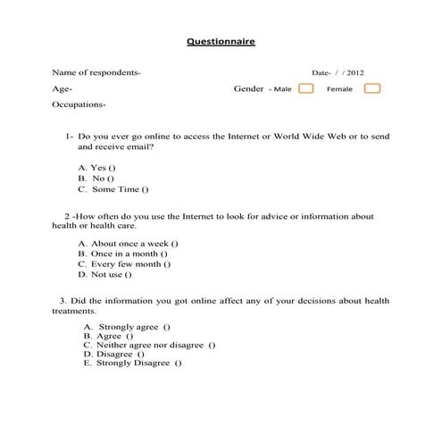 Questionaire | DOCX
