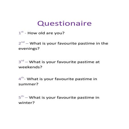 Questionaire of Hobbies | PDF
