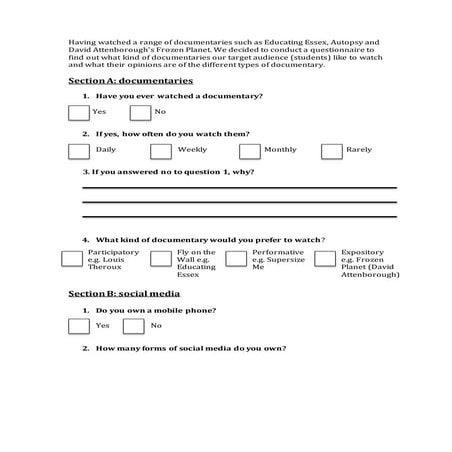 Documentary questionnaire | DOCX