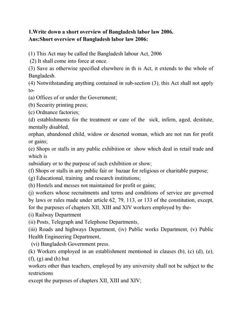 Bangladesh labour law 2006 | PDF