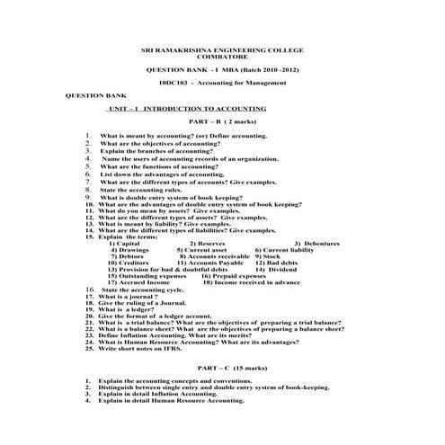 Question bank accounting for management | DOC