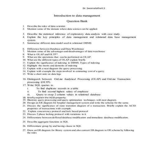 Question bank data management | DOCX