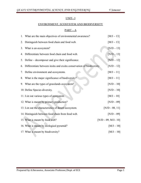 Ge6351 ENVIRONMENTAL SCIENCE AND ENGINEERING | PDF