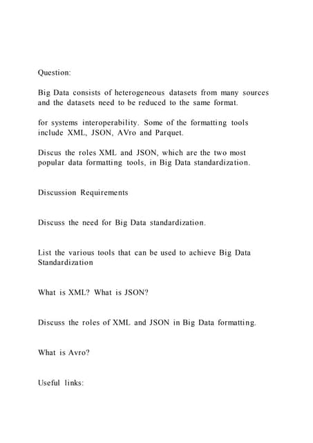 Questionbig Data Consists Of Heterogeneous Datasets From Ma Pdf