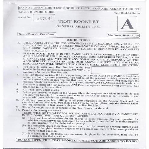 Question booklet series_a_ies_2014 | PDF