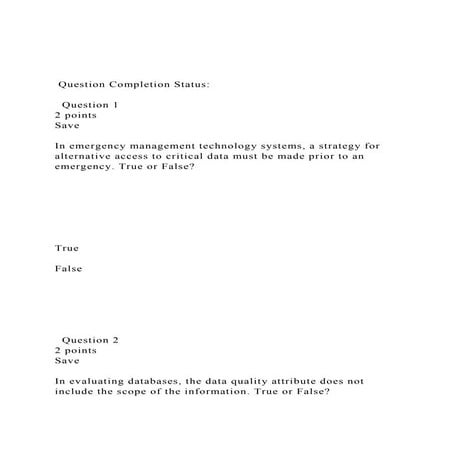 Question Completion Status Question 1 2 Points Sdocx Internet 6450