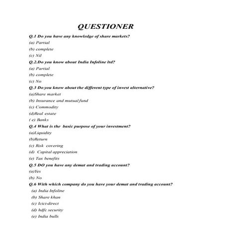 Questioner iifl | DOCX