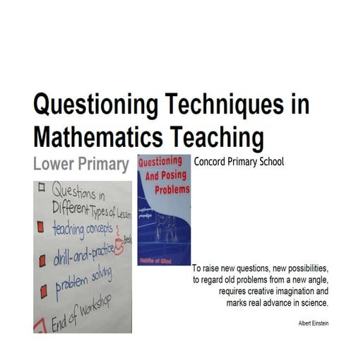 Workshop on Questioning Techniques in Primary Maths | PPT