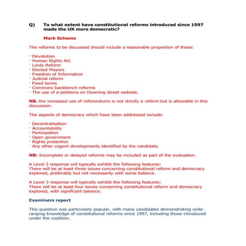 Question, mark scheme, examiners report and model answer jan 13 | DOCX