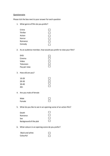 Film Questionnaire | DOCX