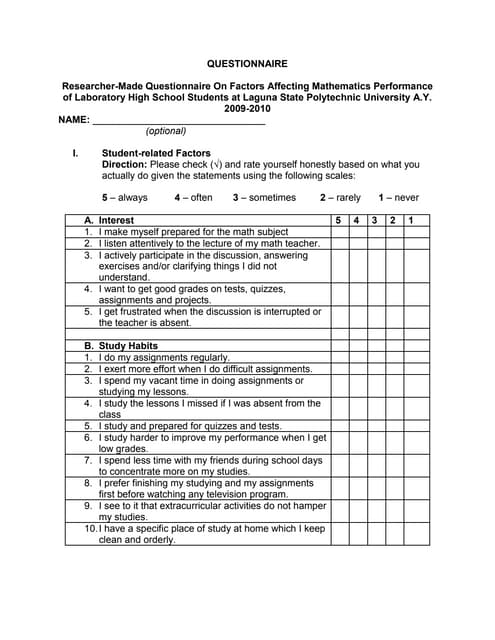 Questionnaire on the use of technology in the classroom | DOC
