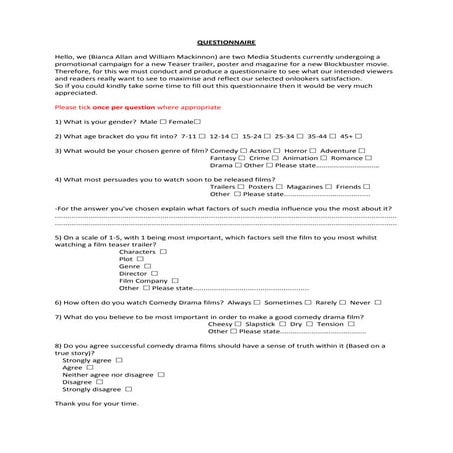 Questionnaire | DOCX