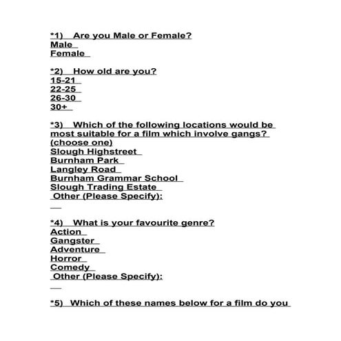Questionnaire | PDF