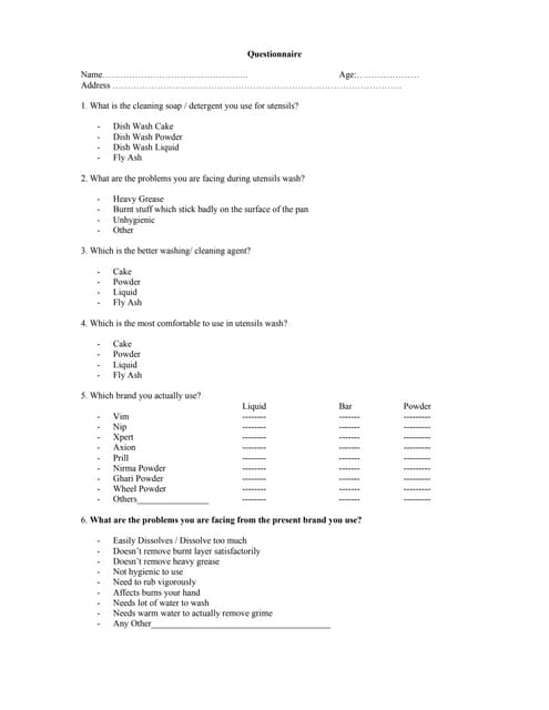 Perfume questionnaire | DOC | Business | Business and Finance