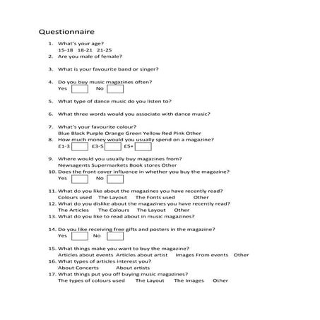 College magazine questionnaire | DOCX