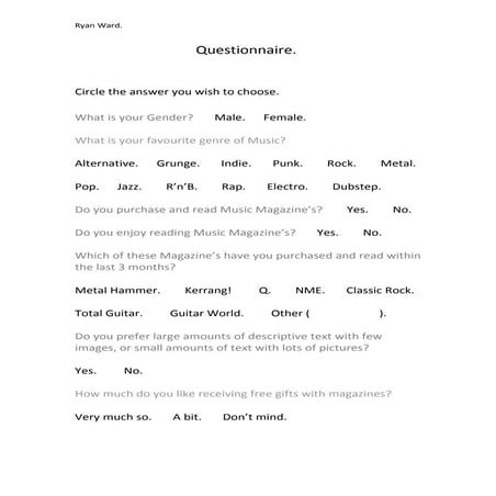 A-Level Media Studies - Audience Questionnaire | DOC