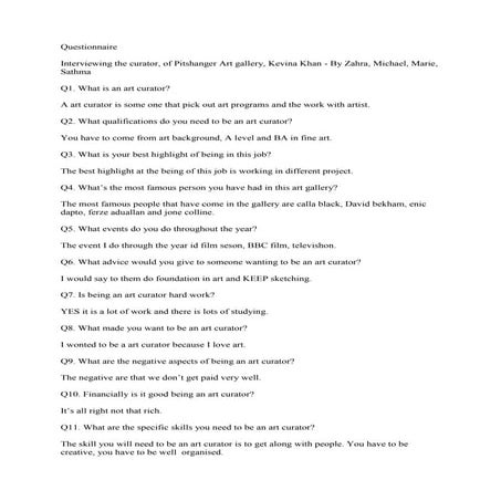 Questionnaire | DOCX | Painting | Arts and Crafts