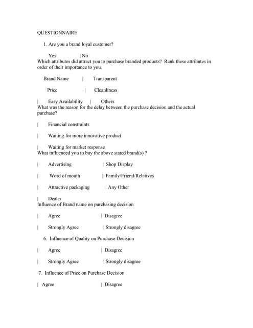 Questionnaire on consumer behaviour on cosmetic product | DOCX