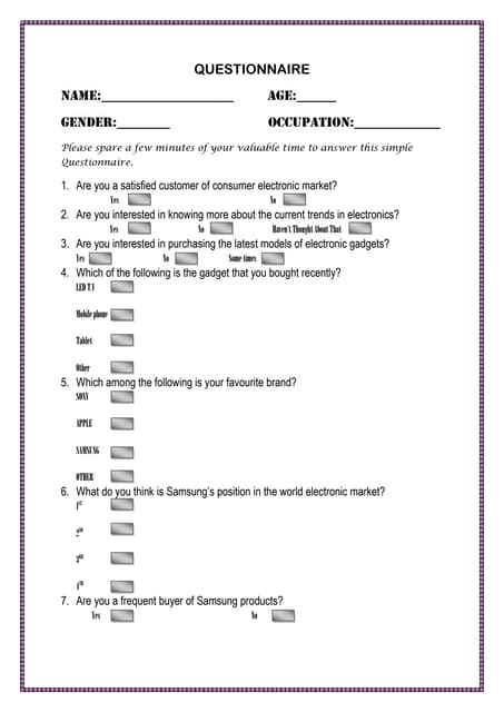 Questionnaire | DOCX