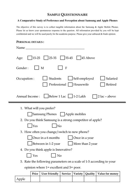 Questionnaire on mobile phones | DOCX