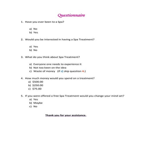 Questionnaire | DOCX