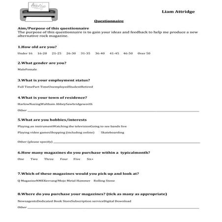 Questionnaire template | DOCX