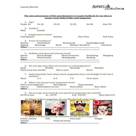 Questionnaire | DOCX