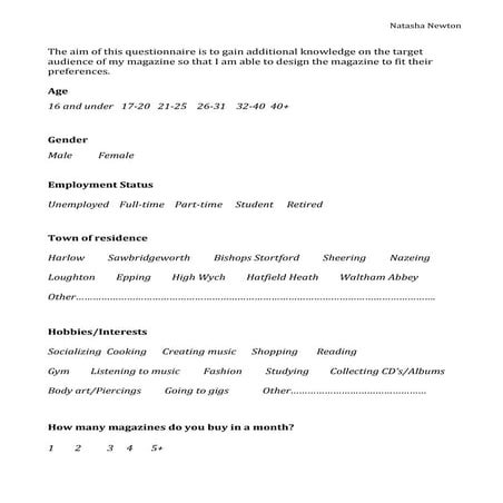 Music questionnaire | DOCX