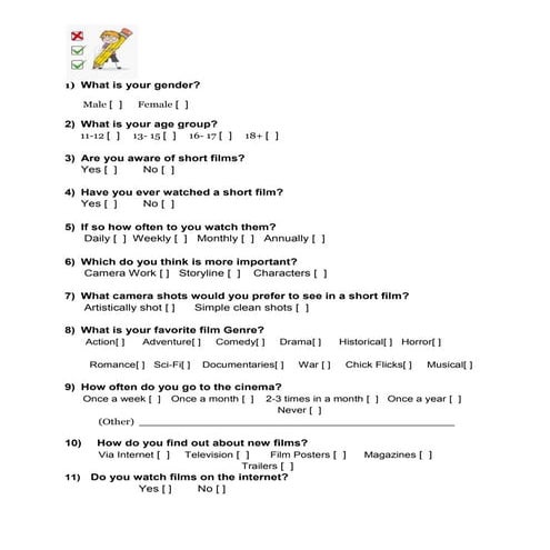 Short films questionnaire | DOCX