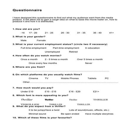 Questionnaire | PDF