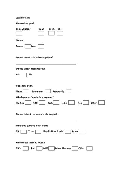 Music questionairre (autosaved) | PDF