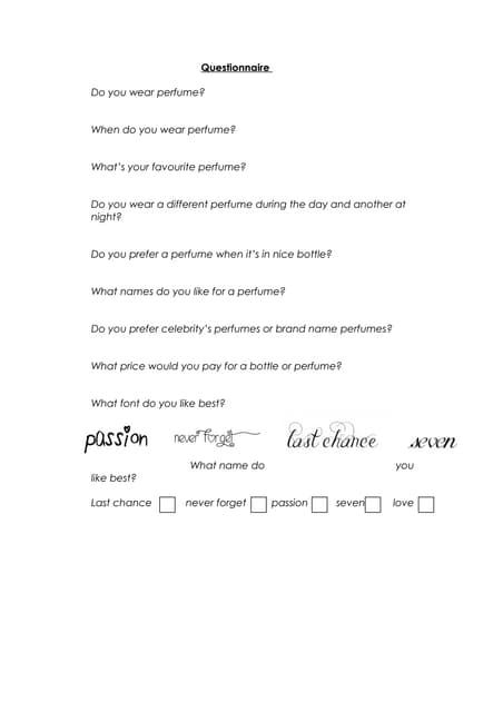 Perfume questionnaire | DOC