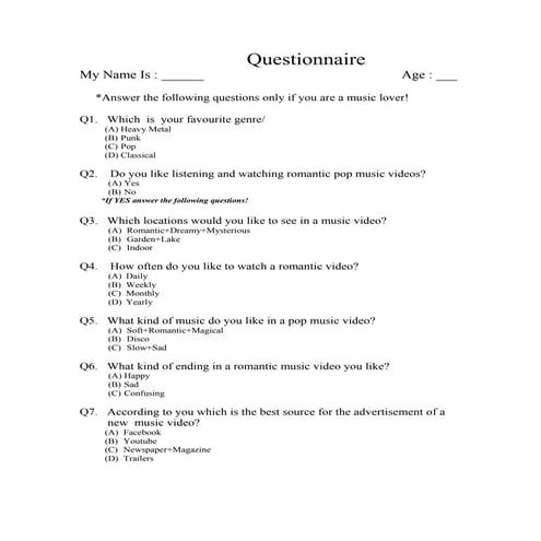 Questionnaire | PDF