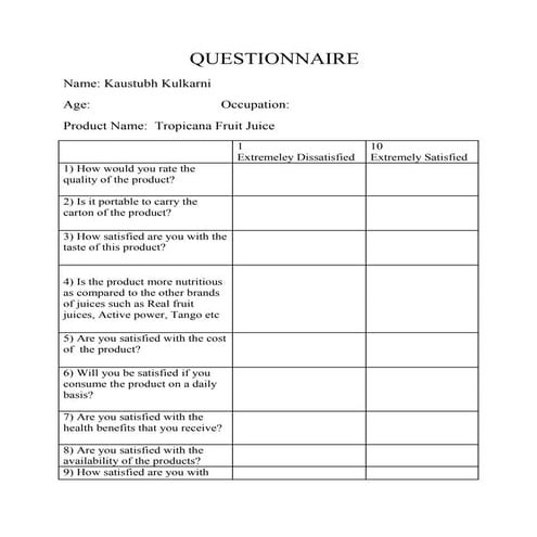 Questionnaire | DOCX