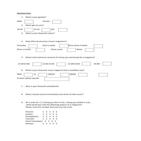 Blank Questionnaire | DOCX