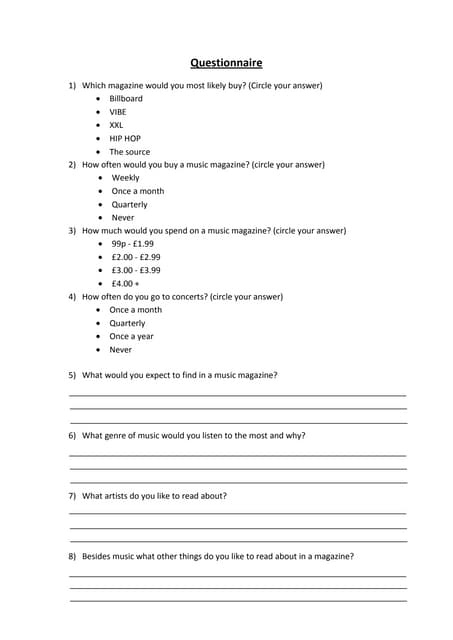 Questionnaire | PDF