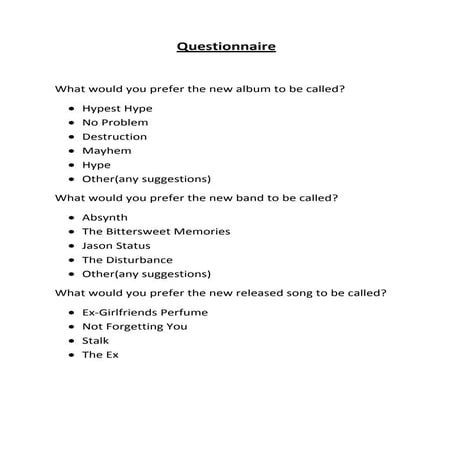 Questionnaire | DOCX