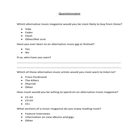 Questionnaire | DOCX