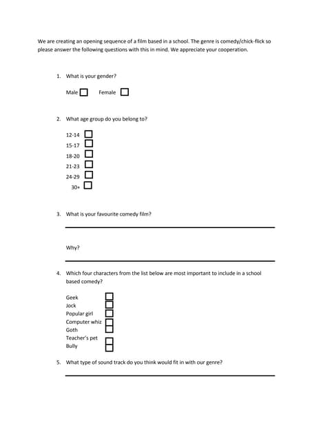 Film questionnaire | DOCX