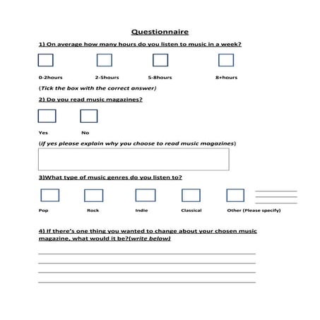 Questionnaire | DOCX | Music | Entertainment