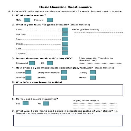 Pop magazine questionnaire | DOCX