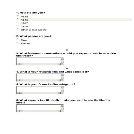 Short films questionnaire | DOCX