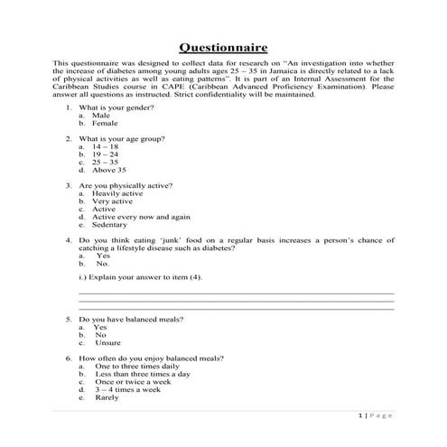 Questionnaire | DOCX