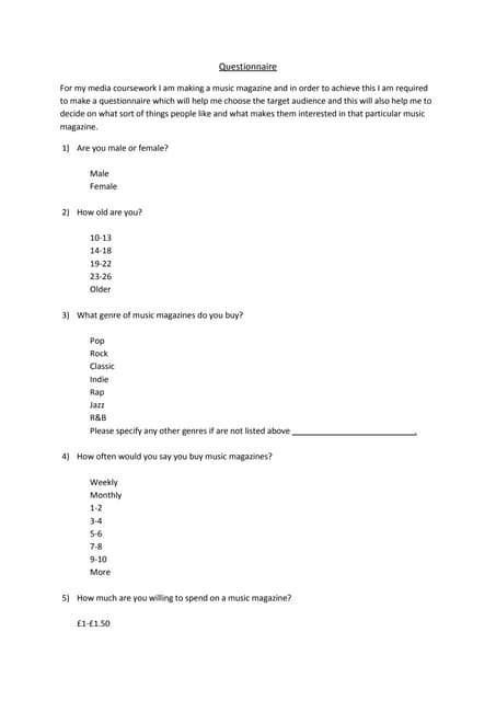 Questionnaire | PDF